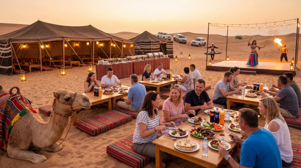 Desert Dinner Dubai – Luxury BBQ, Sunset Views & Live Shows